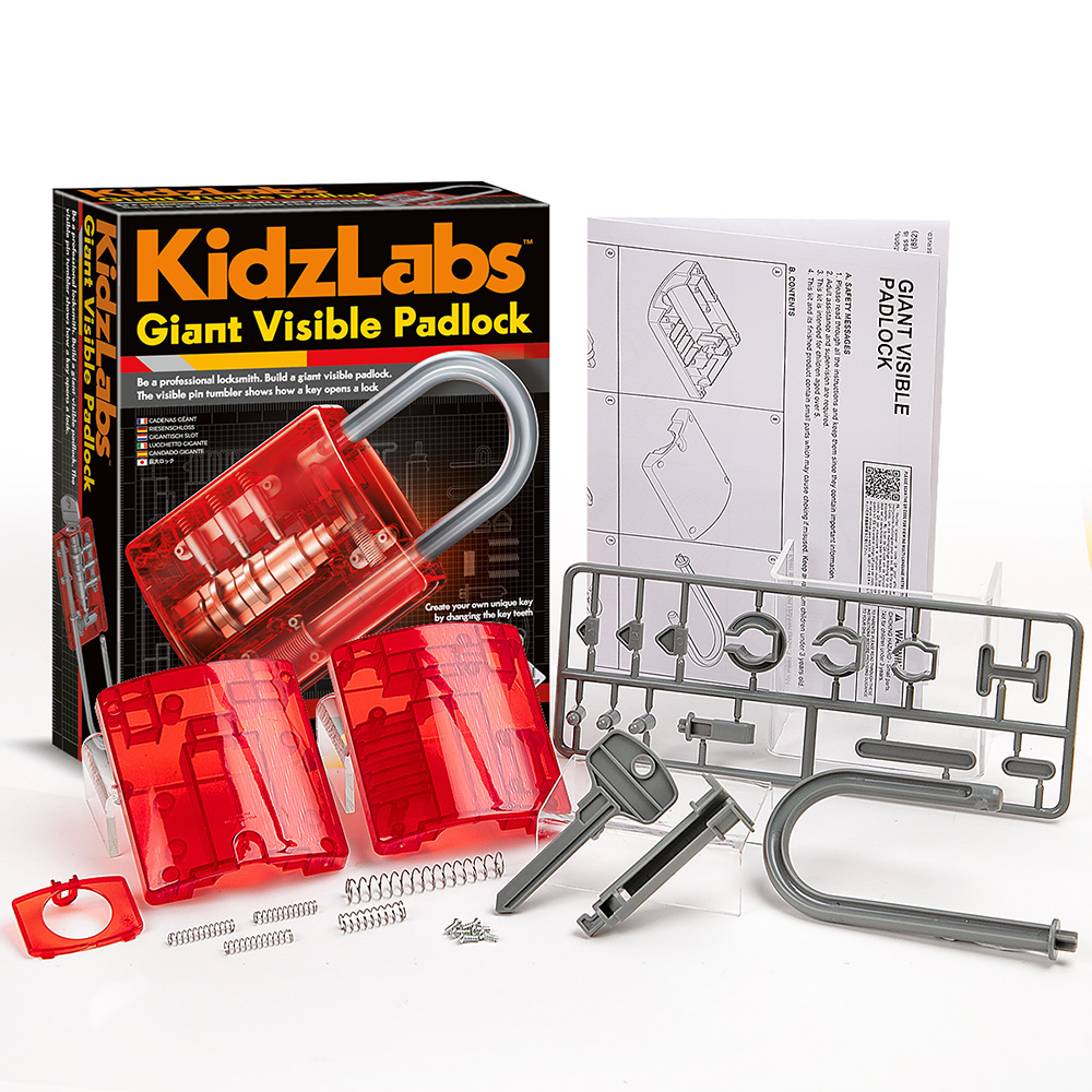 KIDZLABS GIANT VISIBLE PADLOCK - 4M - Playwell Canada Toy Distributor