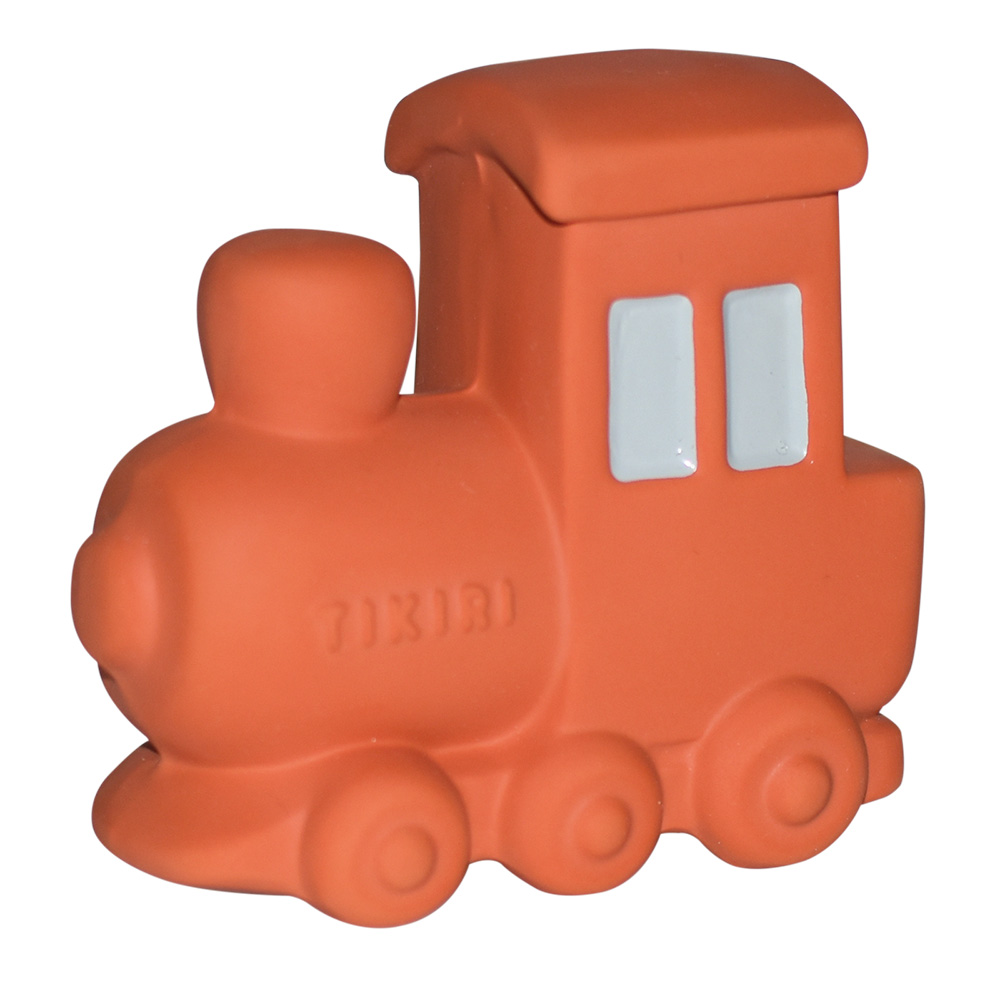 TRAIN NATURAL RUBBER TOY - 3"H - TIKIRI - Playwell Canada Toy Distributor