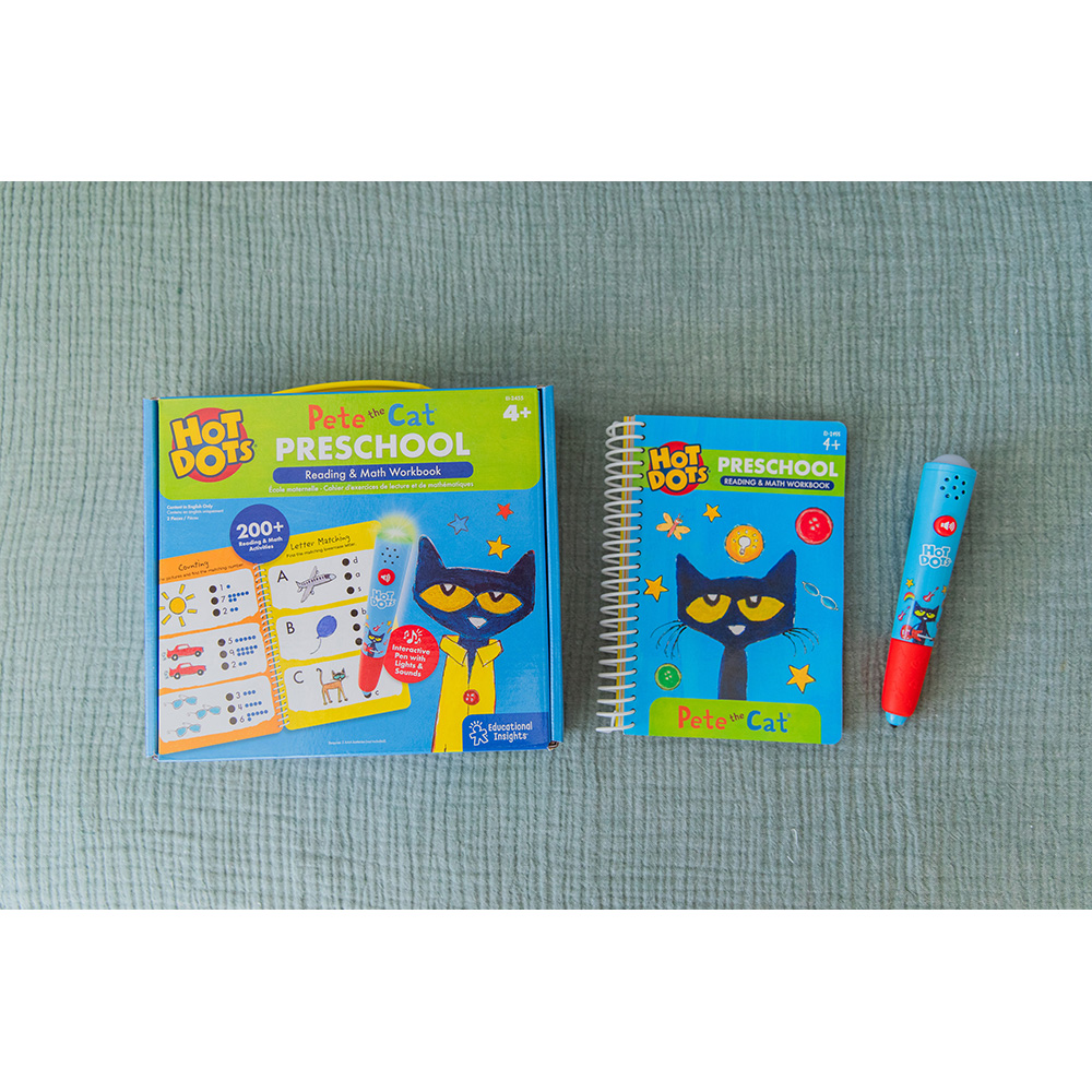 HOT DOTS PETE THE CAT PRESCHOOL READING & MATH WORKBOOK - EDUCATIONAL ...